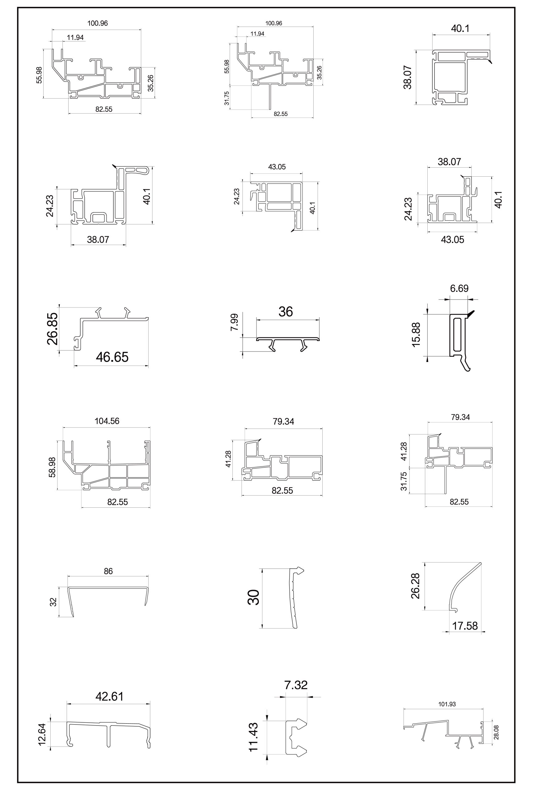 82.5 MM American style Series Double Sash Sliding double-hung sash B